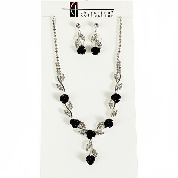 Rhinestone Flower Necklace Set – MISSARI